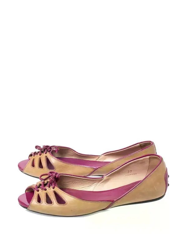 TOD'S Vintage Leather Ballet Flat Sandals