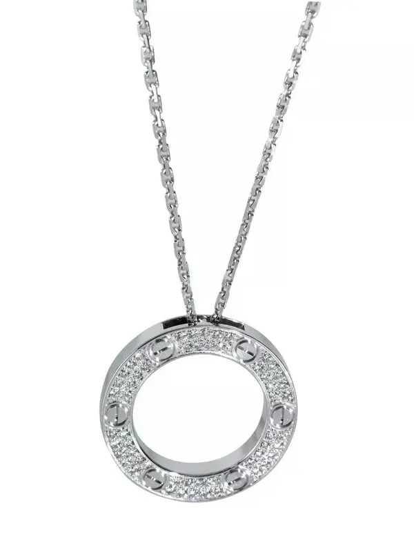 CARTIER 18k White Gold Love Diamond Necklace - Silver