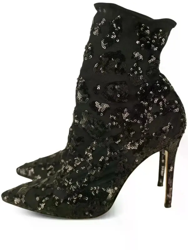 GIANVITO ROSSI 105mm Sequin-embellished Stiletto Boots