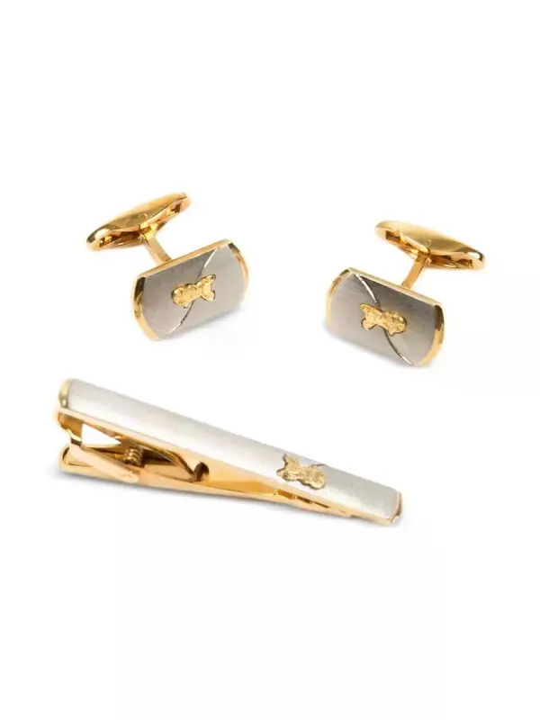 Celine 1990s Embossed Cufflinks Set - Gold