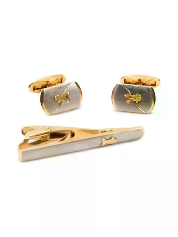 Celine 1990s Embossed Cufflinks Set