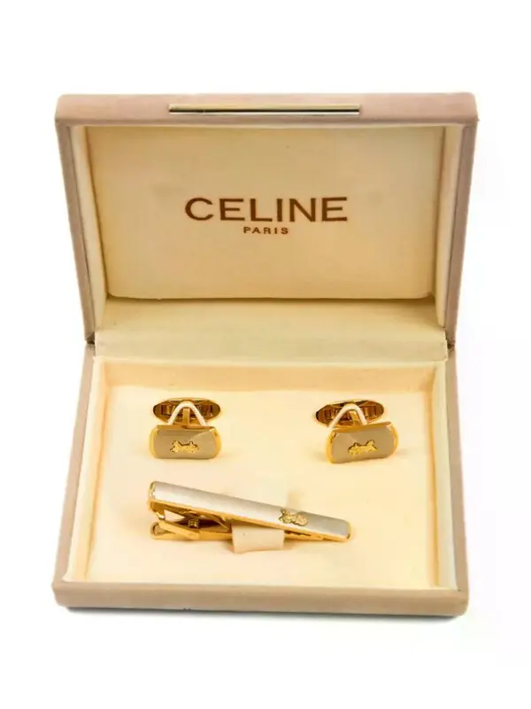 Celine 1990s Embossed Cufflinks Set
