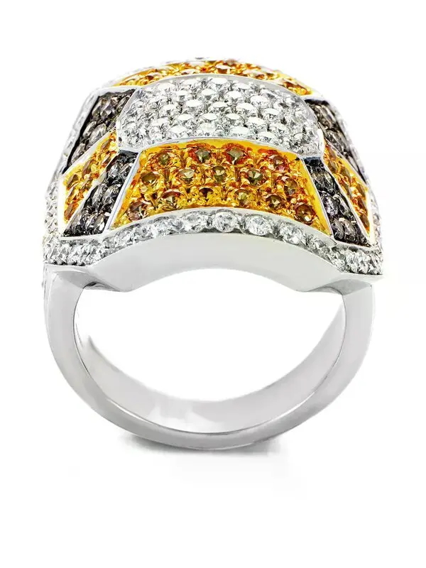 ORO TREND 18k White Gold Diamond And Yellow Sapphire Ring - Silver