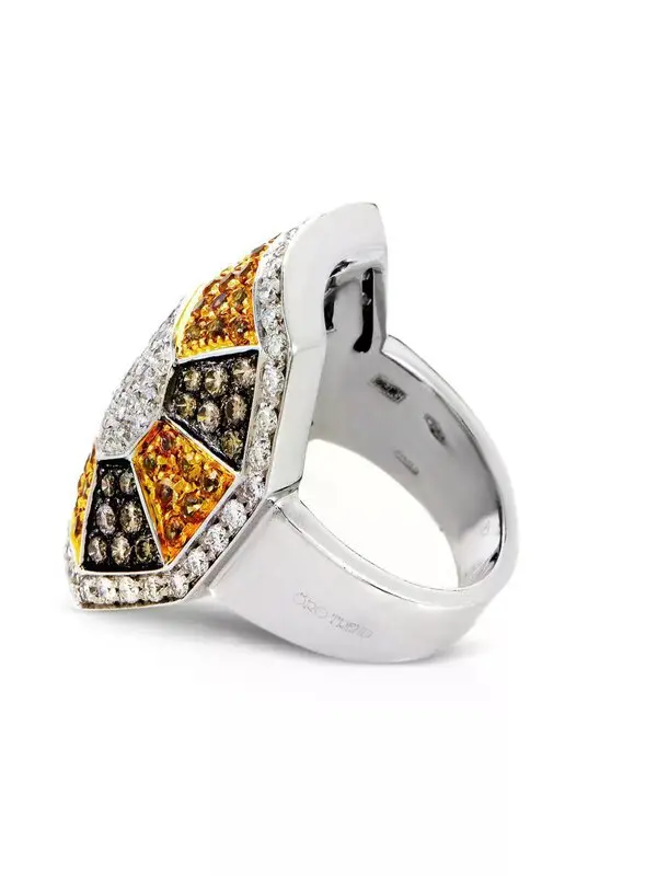 ORO TREND 18k White Gold Diamond And Yellow Sapphire Ring