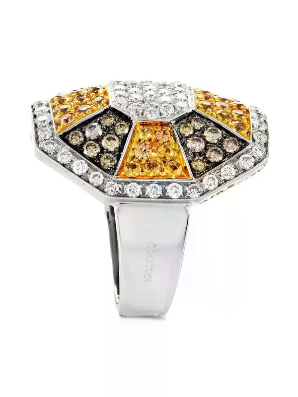 ORO TREND 18k White Gold Diamond And Yellow Sapphire Ring