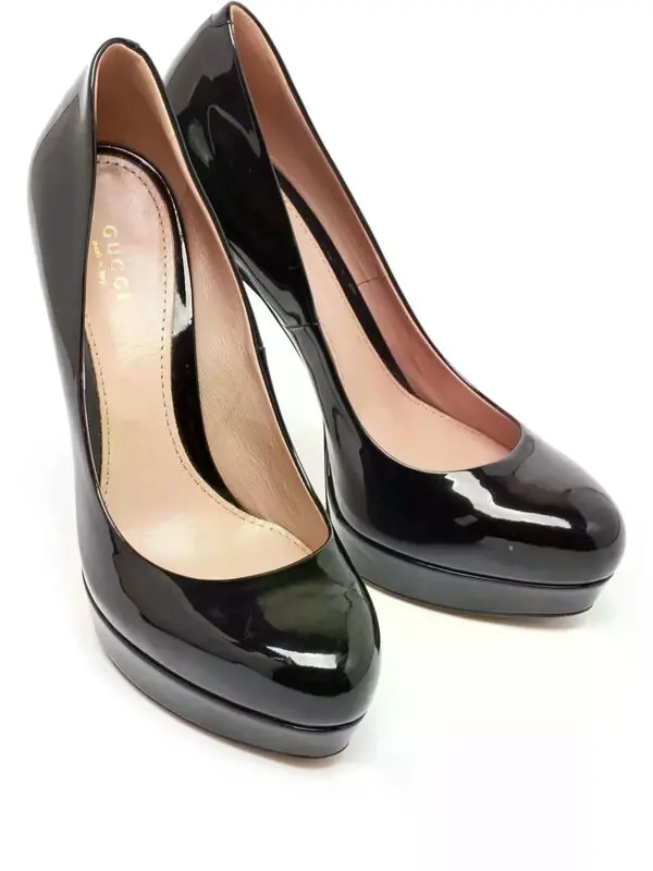 Gucci 2024 140mm Patent Leather Platform Pumps - Black