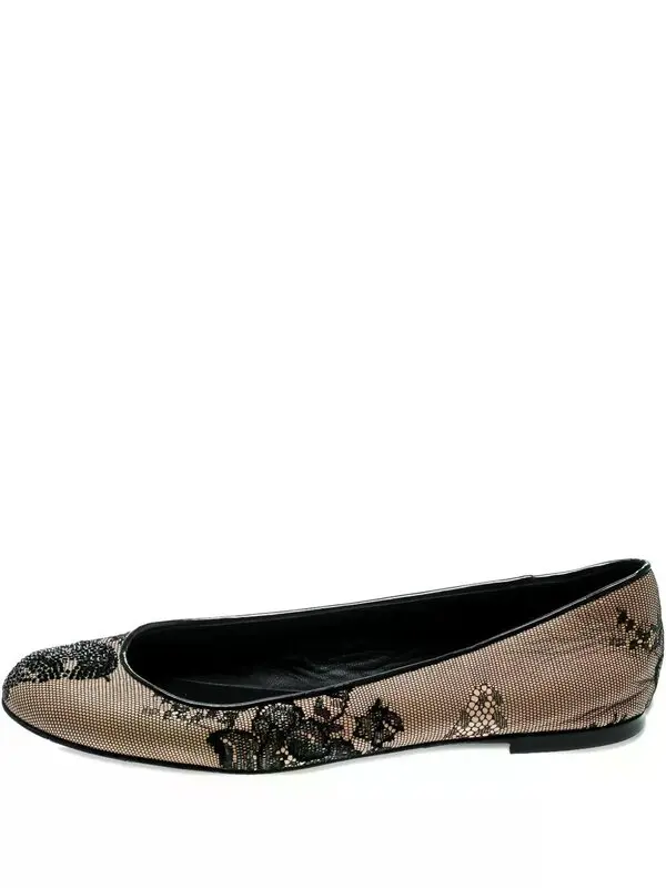 GIUSEPPE ZANOTTI Lace Ballet Flats - Brown