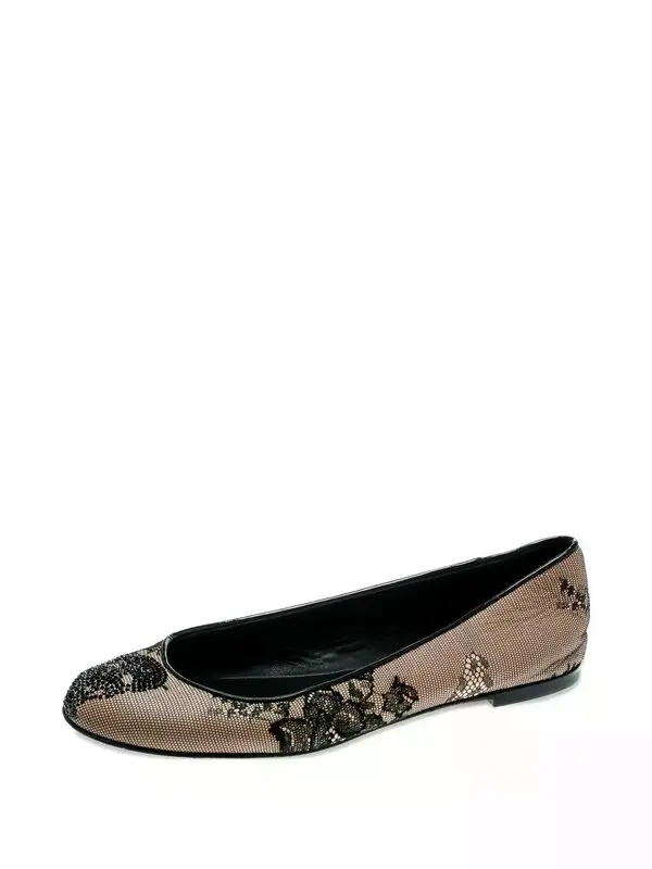 GIUSEPPE ZANOTTI Lace Ballet Flats - Brown