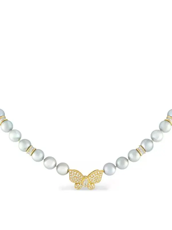 LB EXCLUSIVE 18k Yellow Butterfly Pearl And Diamond Necklace - Gold