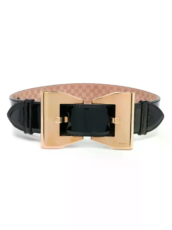 Gucci 2010 Double-buckle Patent-finish Belt - Black