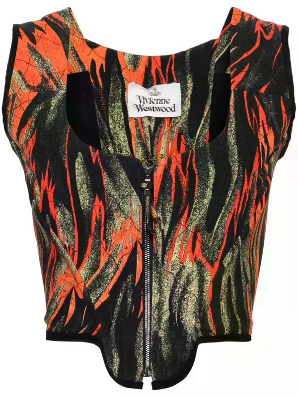 VIVIENNE WESTWOOD Flame-print Corset Top - Black