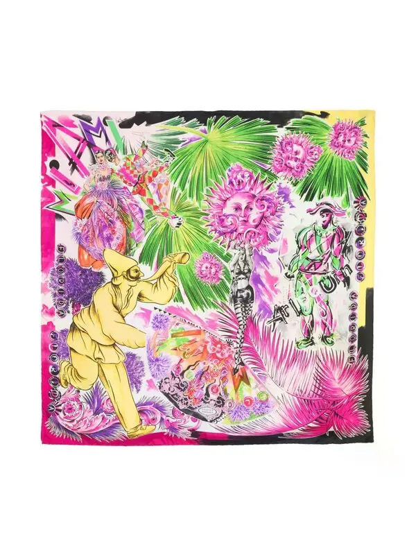 Versace 2000s Graphic-print Silk Scarf - Pink
