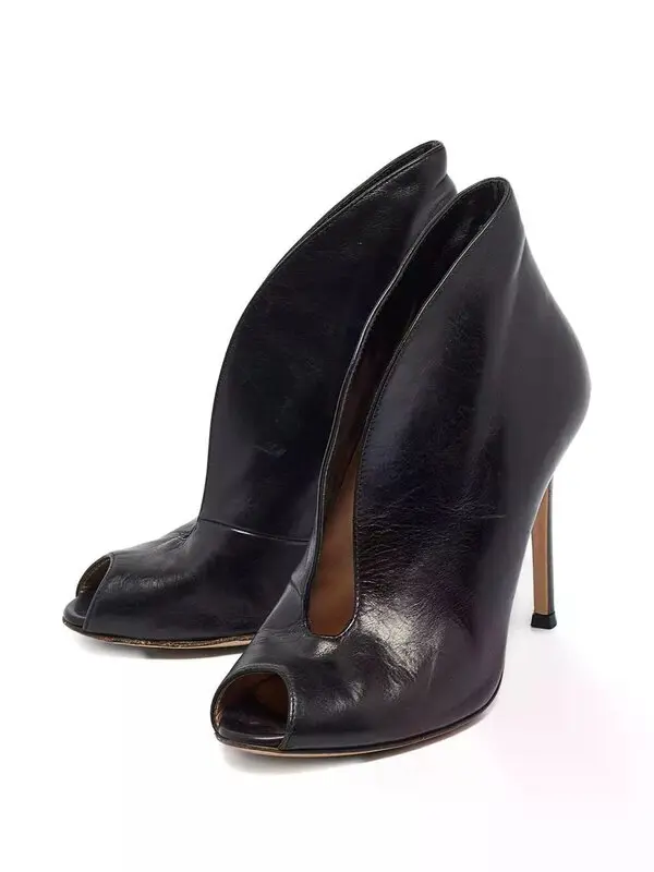GIANVITO ROSSI Leather Peep Toe Stiletto Boots