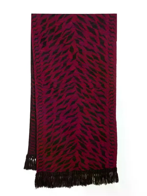 Saint Laurent 1980s Jacquard-knit Wool Scarf - Purple