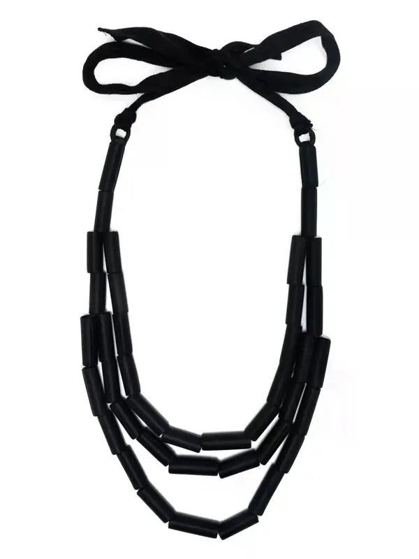 Prada 2000s Triple-strap Silk Sautoir Necklace - Black