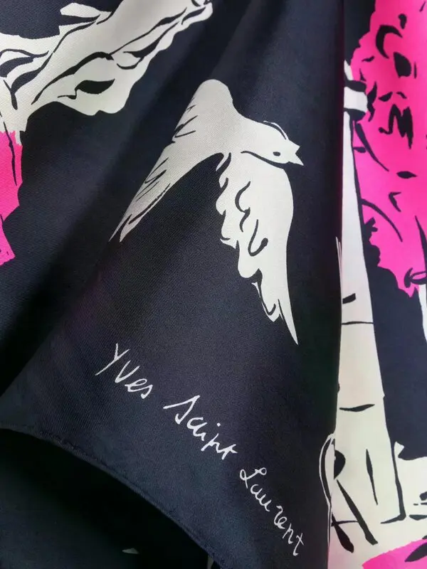 Saint Laurent 1990s Graphic-print Silk Scarf - Blue
