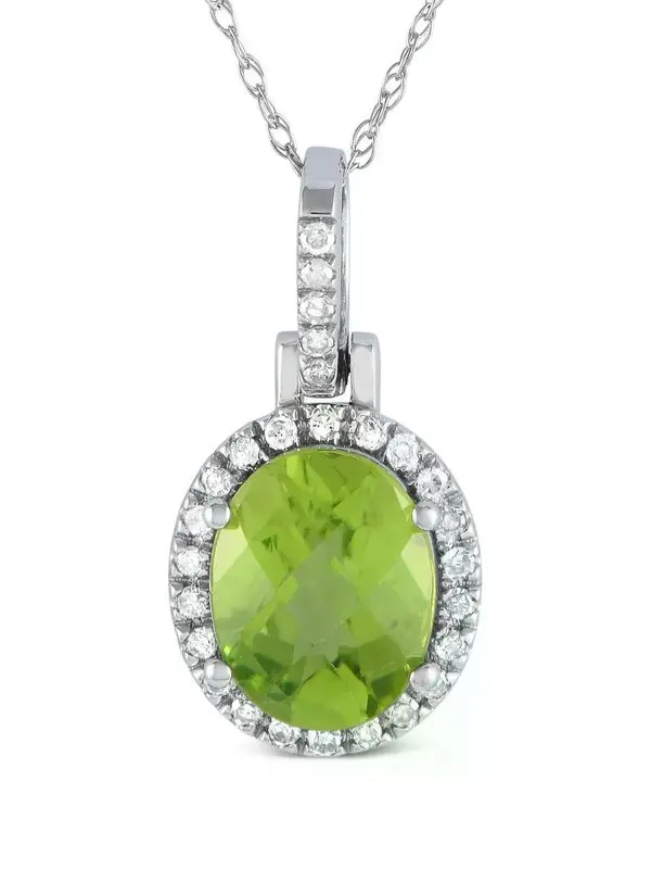 LB EXCLUSIVE 14kt White Gold Diamond And Peridot Pendant Necklace - Silver