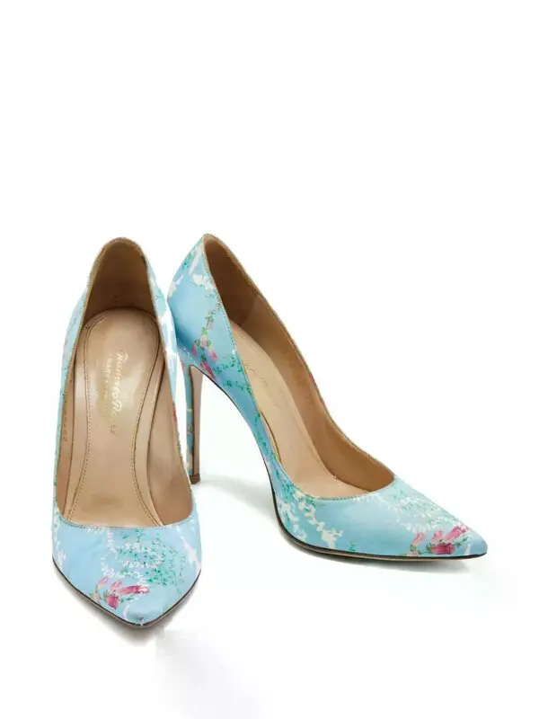 GIANVITO ROSSI 105mm Floral-print Pointed-toe Pumps - Blue