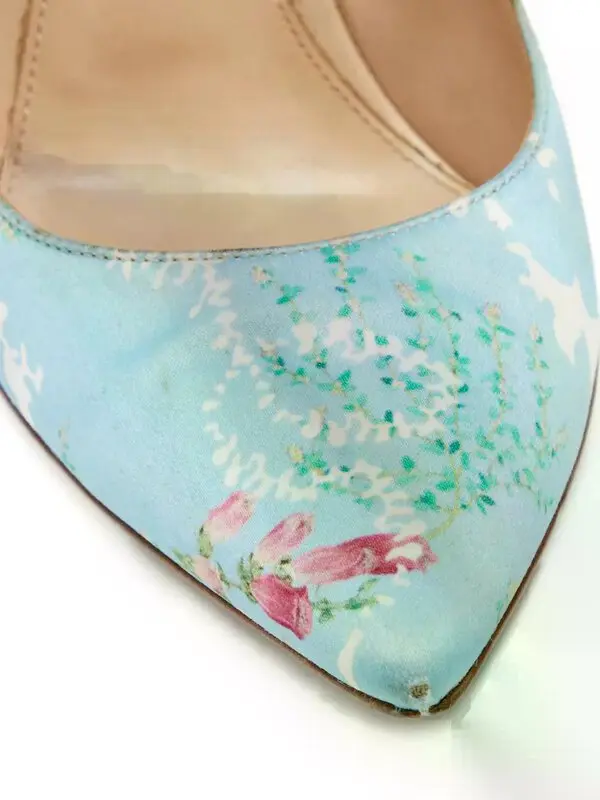 GIANVITO ROSSI 105mm Floral-print Pointed-toe Pumps - Blue