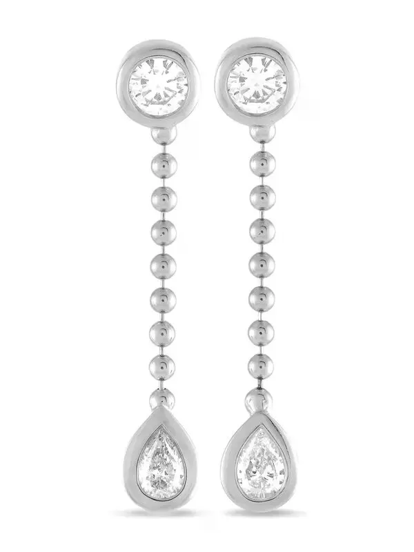 LB EXCLUSIVE 18kt White Gold Diamond Dangle Earrings - Silver