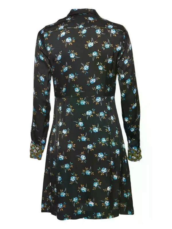 sandro floral shirt dress Sandro Paris 100% Silk Heart Floral Drop Waist Shirt Dress Women 38 Large  Button