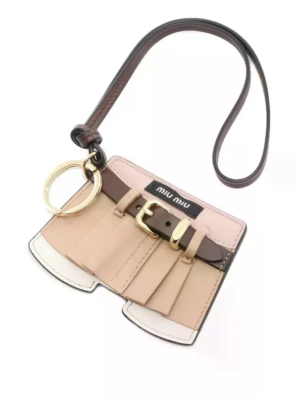 Miu Miu Trick Leather Key Ring - Neutrals