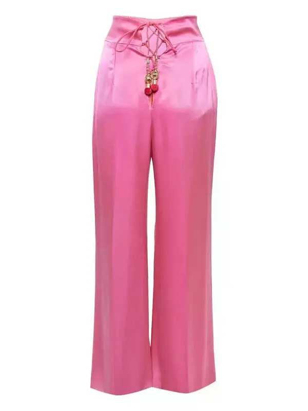 David Koma Lace-up Satin Trousers