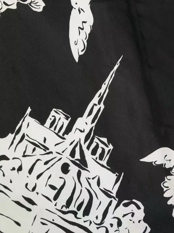 Saint Laurent 1990s Graphic-print Silk Scarf - Black