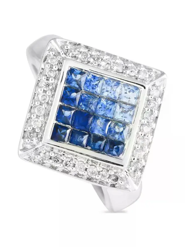LB EXCLUSIVE 14k White Gold Sapphire And Diamond Ring - Silver