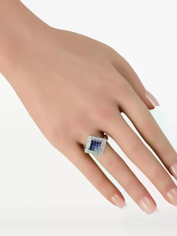LB EXCLUSIVE 14k White Gold Sapphire And Diamond Ring