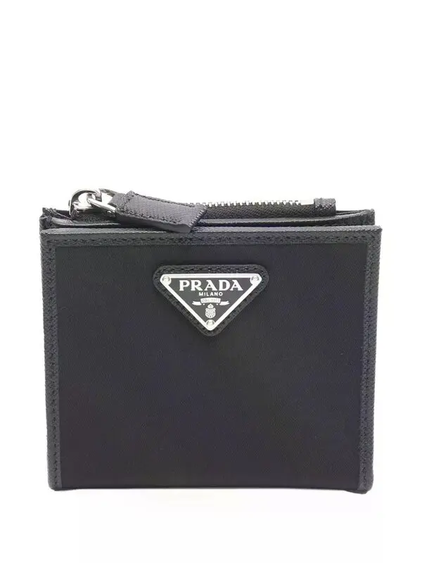 Prada 2013-2025 Saffiano-trimmed Tessuto Zip Bifold Wallet Small Wallets - Black