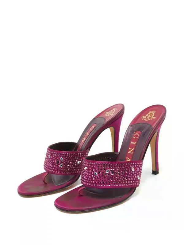 GINA Crystal-strap Satin Slides