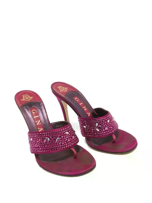 GINA Crystal-strap Satin Slides