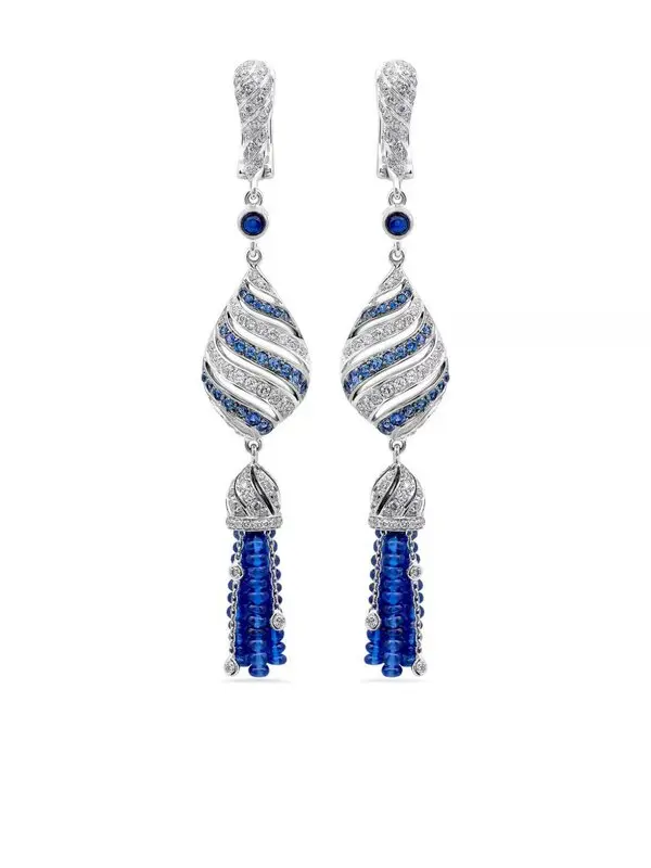 REWIND VINTAGE AFFAIRS Sapphire Drop Earrings - Silver