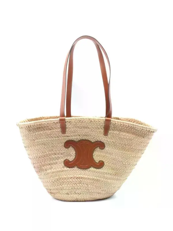 Celine Raffia And Leather Tote Bag