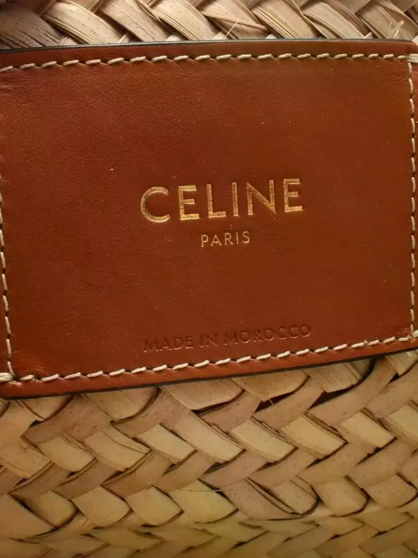 Celine Raffia And Leather Tote Bag