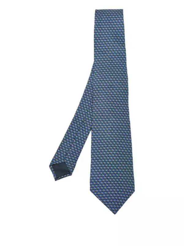 LANVIN Geometric-print Silk Tie - Blue