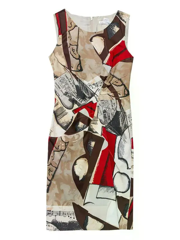 Oscar De La Renta Abstract-pattern Print Midi Dress - Brown