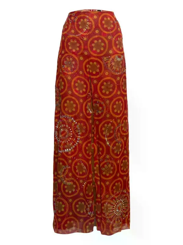 Gianfranco Ferre Beaded Printed Maxi Skirt