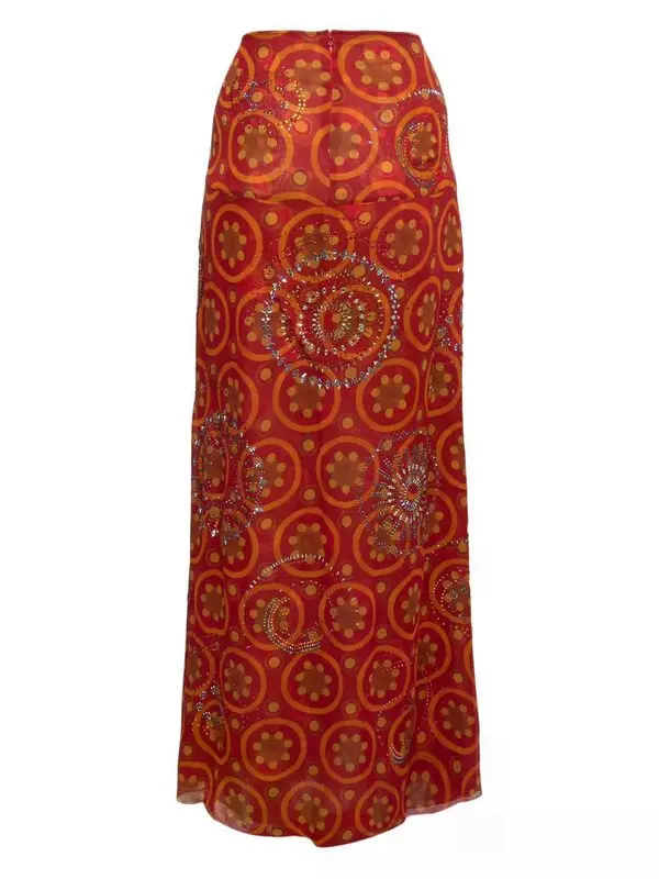 Gianfranco Ferre Beaded Printed Maxi Skirt