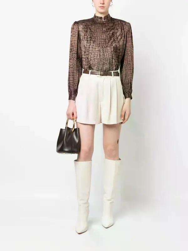Valentino Garavani 1980s Geometric-print Silk Blouse
