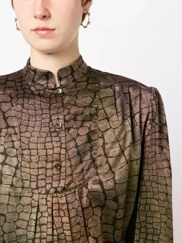 Valentino Garavani 1980s Geometric-print Silk Blouse