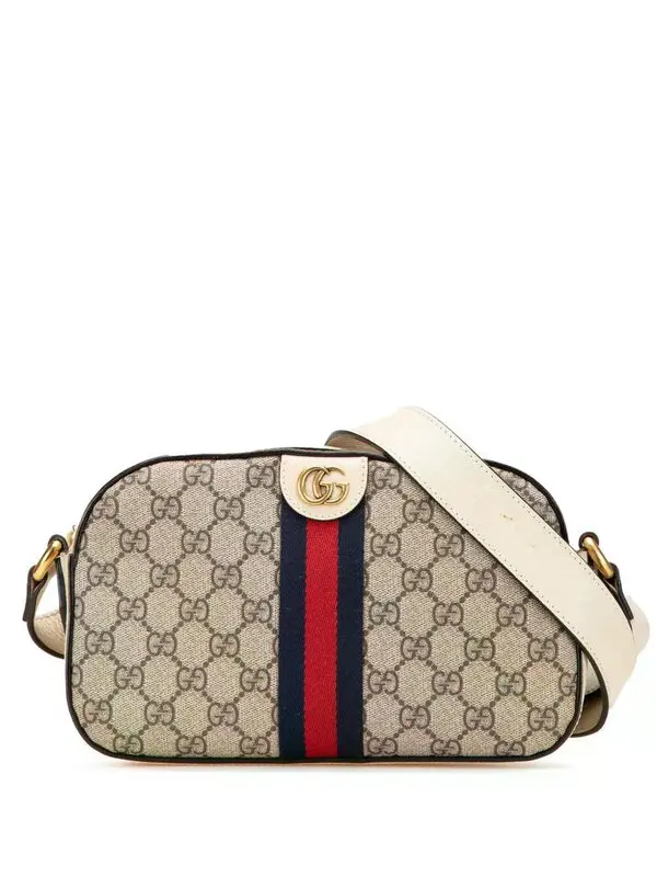 Gucci Small Gg Supreme Ophidia Camera Crossbody Bag - Brown