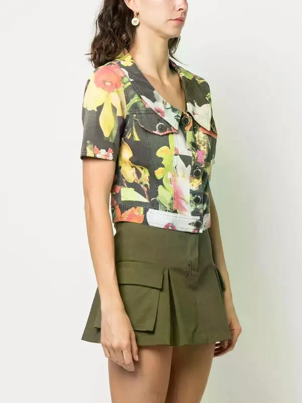 Moschino 2000s Floral-print Cropped Jacket