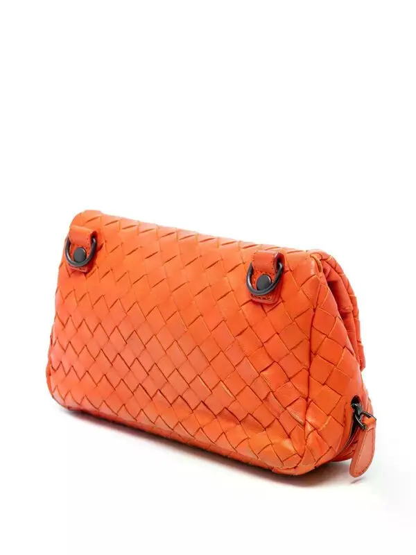 Bottega Veneta Mini Nappa Intrecciato Expandable Chain Flap Crossbody Bag - Orange