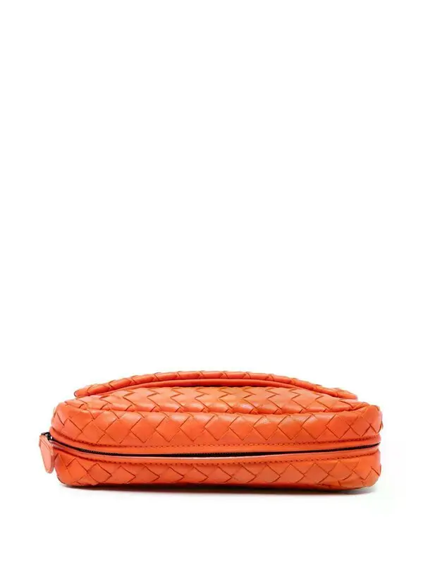 Bottega Veneta Mini Nappa Intrecciato Expandable Chain Flap Crossbody Bag - Orange