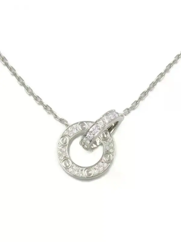 Cartier 2010s 18k White Gold Baby Love Diamonds Necklace - Silver