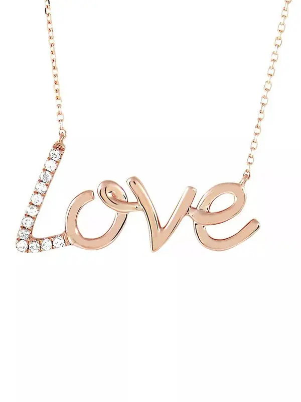 LB EXCLUSIVE 14k Rose Gold Diamond Necklace - Pink