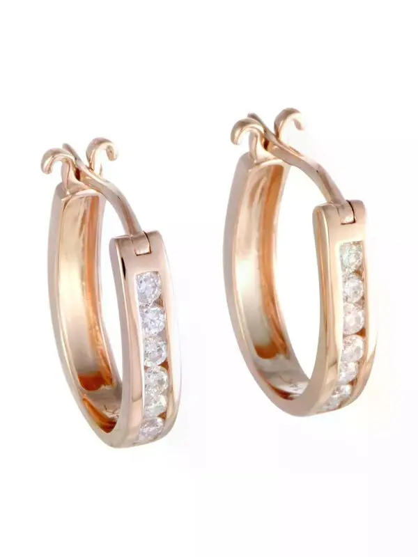LB EXCLUSIVE 14k Rose Diamond Oval Hoop Earrings - Gold