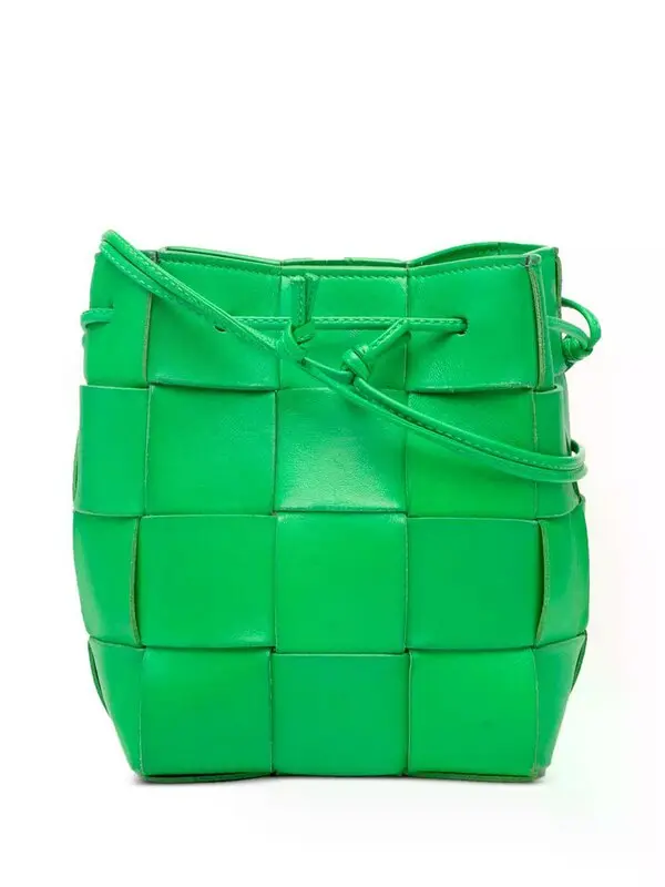 Bottega Veneta Small Nappa Maxi Intrecciato Cassette Bucket Bag - Green